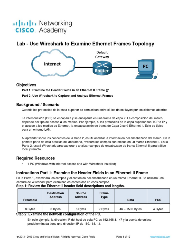 71.6 Lab - Use Wireshark To Examine Ethernet Frames | PDF | Red de arquitectura | Estándares de ...