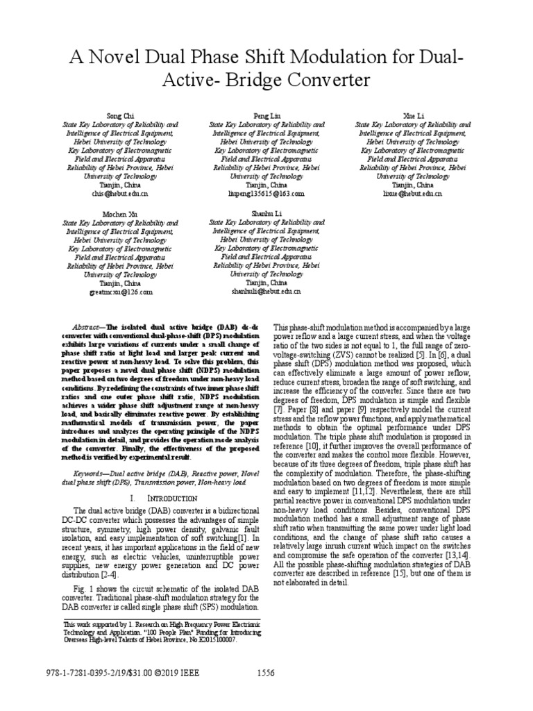 A Novel Dual Phase Shift Modulation For Dual-Active - Bridge Converter ...