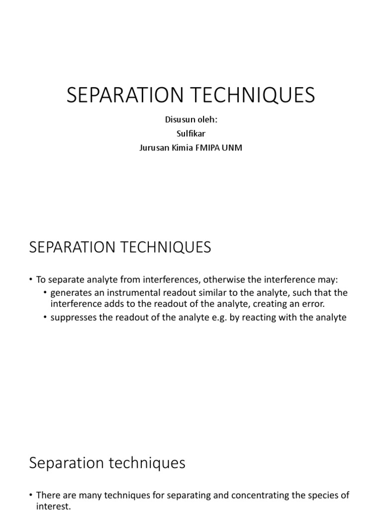 Overview of Separation Techniques | PDF | Chromatography | Filtration