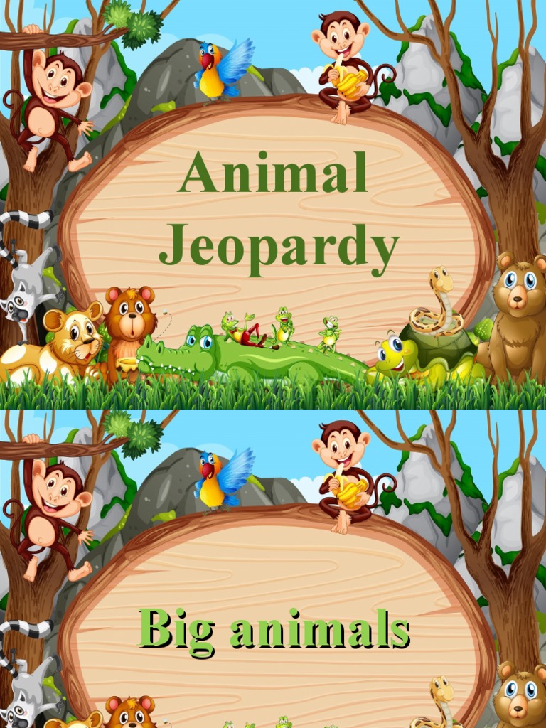 ESLJeopardygame Animals Fullyeditabletemplate | PDF | Elephant | Organisms