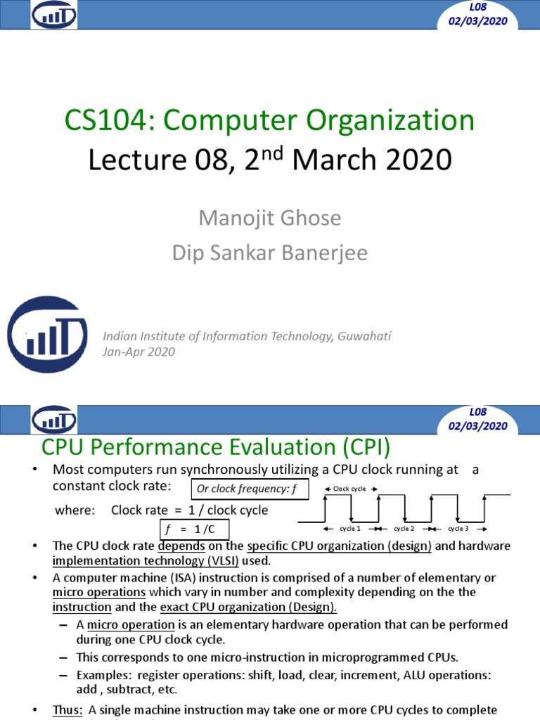CS104: Computer Organization: Lecture 08, 2 March 2020 | PDF | Central Processing Unit ...