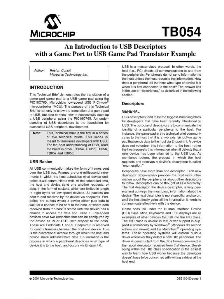 TB054 - An Introduction To USB Descriptors - With A Gameport To USB ...