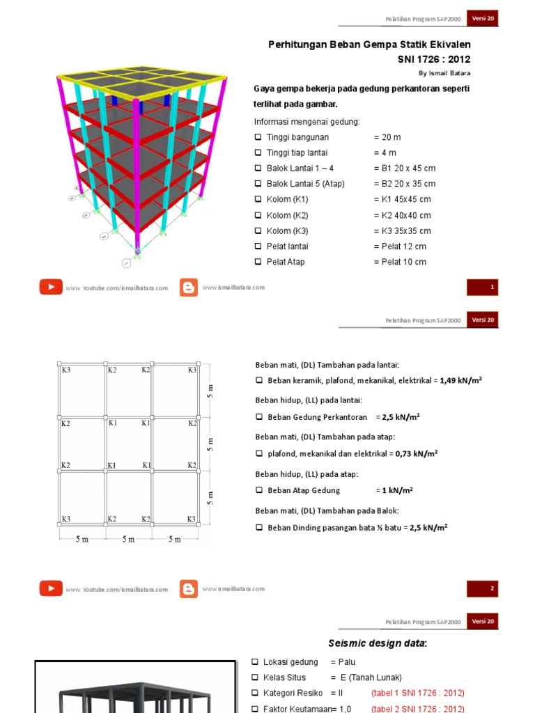 Perhitungan Beban Gempa Statik Ekivalen SNI 1726 2012 | PDF