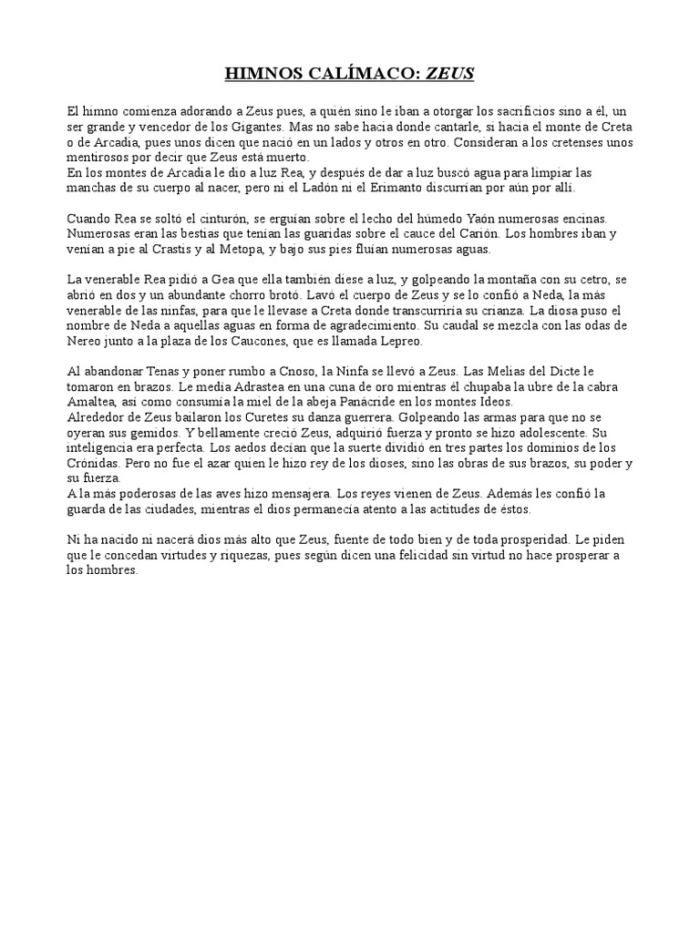 Himno A Zeus | PDF