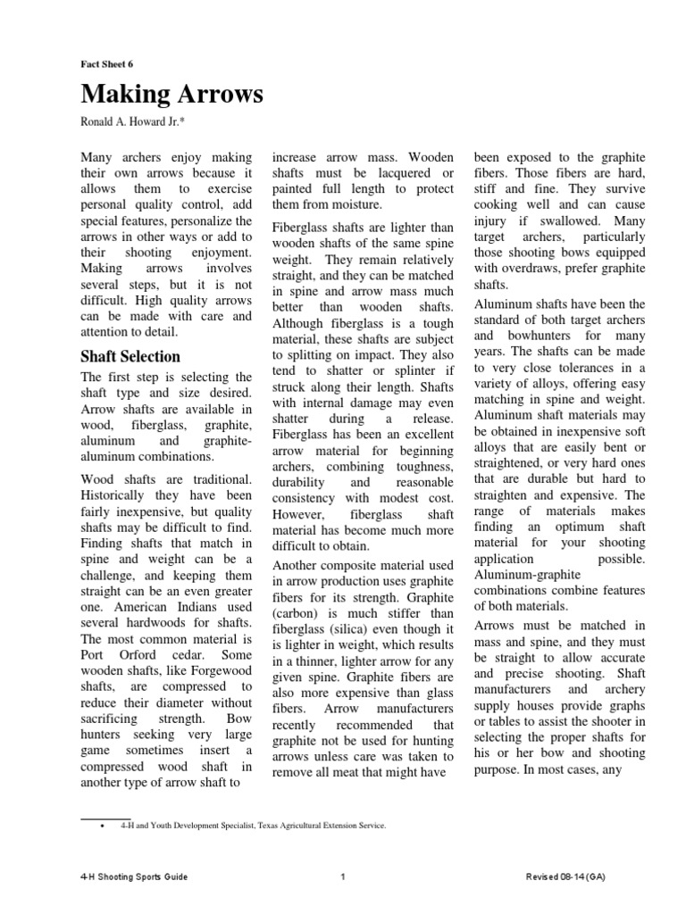 Making Arrows: Shaft Selection | PDF | Arrow | Archery