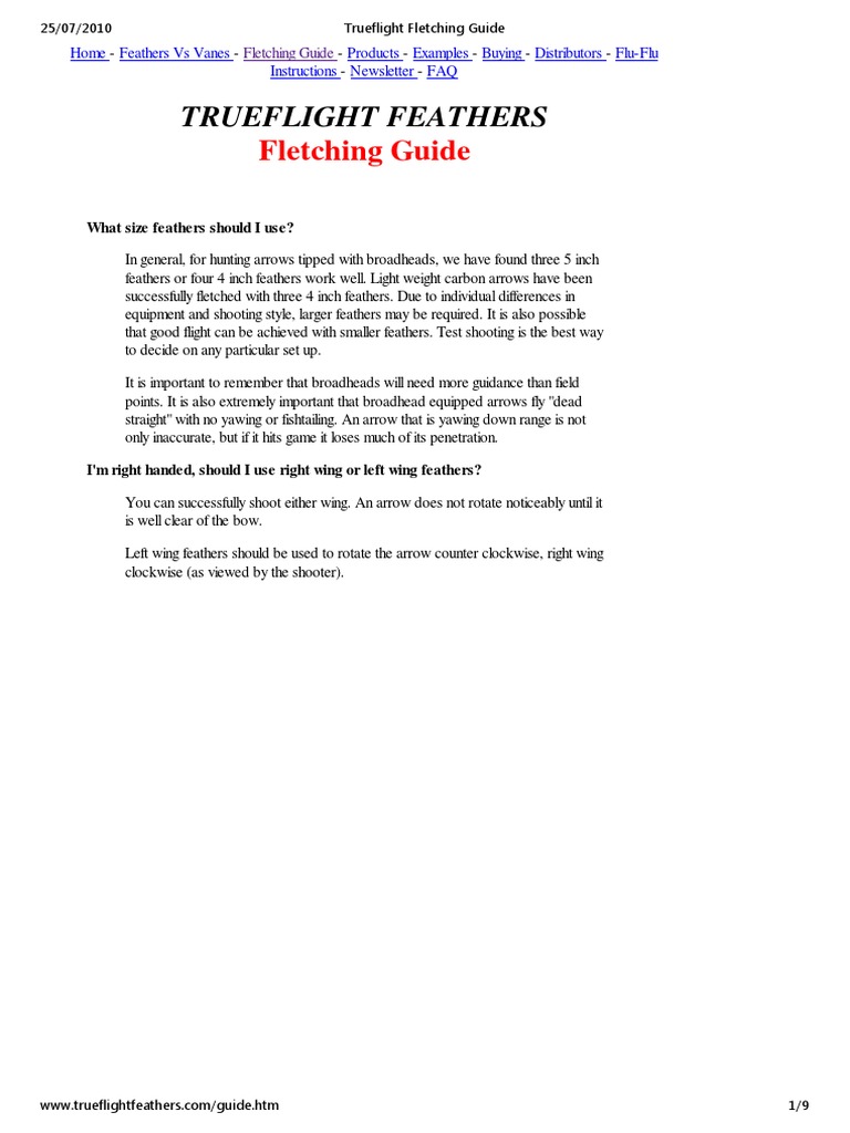 Trueflight Feathers: Fletching Guide | PDF | Arrow | Archery