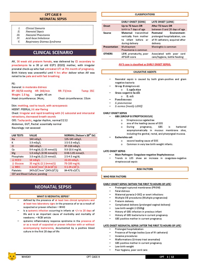 Clinical Scenario: CPT Case 9 Neonatal Sepsis | PDF | Bicarbonate ...