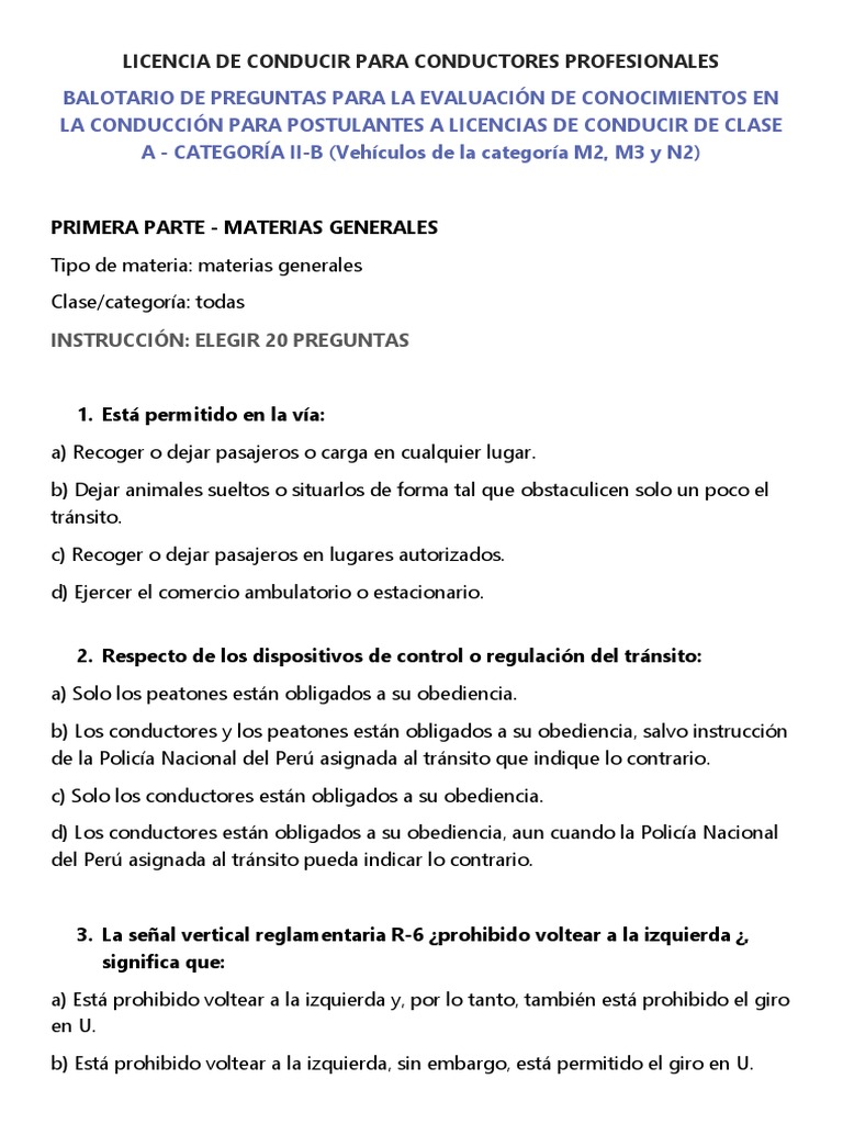 LICENCIA DE CONDUCIR PARA CONDUCTORES PROFESIONALES (Actualizado) | PDF ...