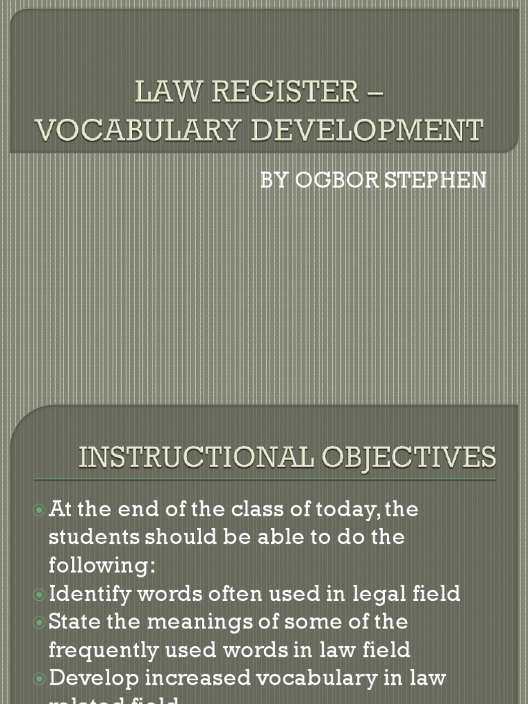 Legal Vocabulary for Students | PDF | Justice Of The Peace | Lawsuit