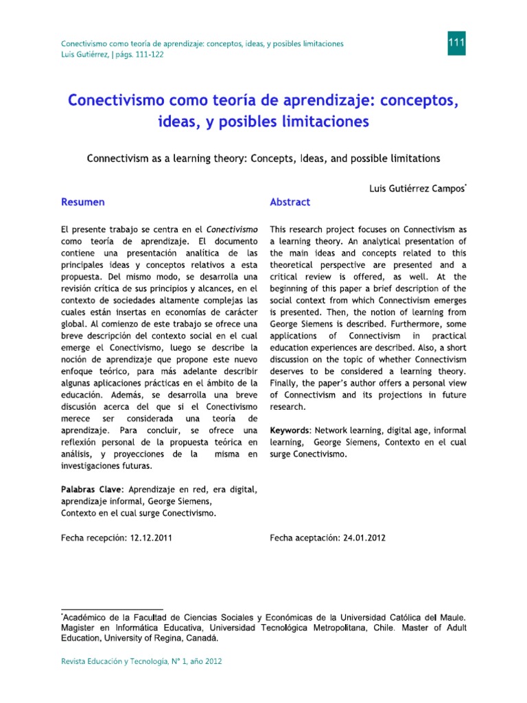 Teoria Del Conectivismo PDF | PDF