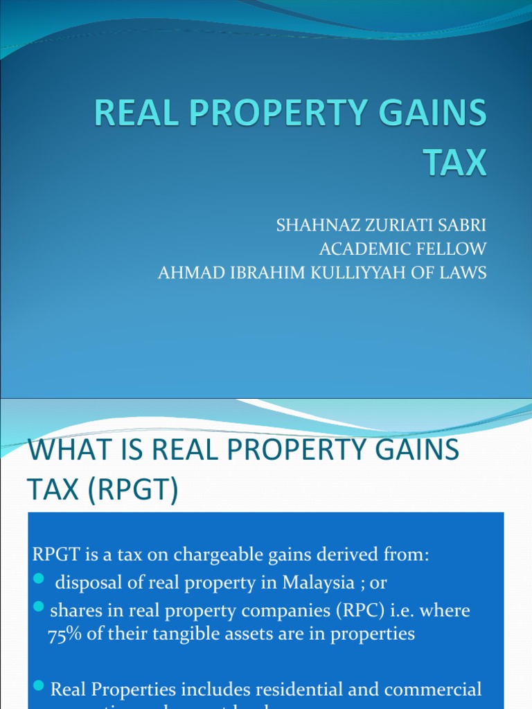 Presentation 3 Real Property Gains Tax | PDF | Receipt | Taxes