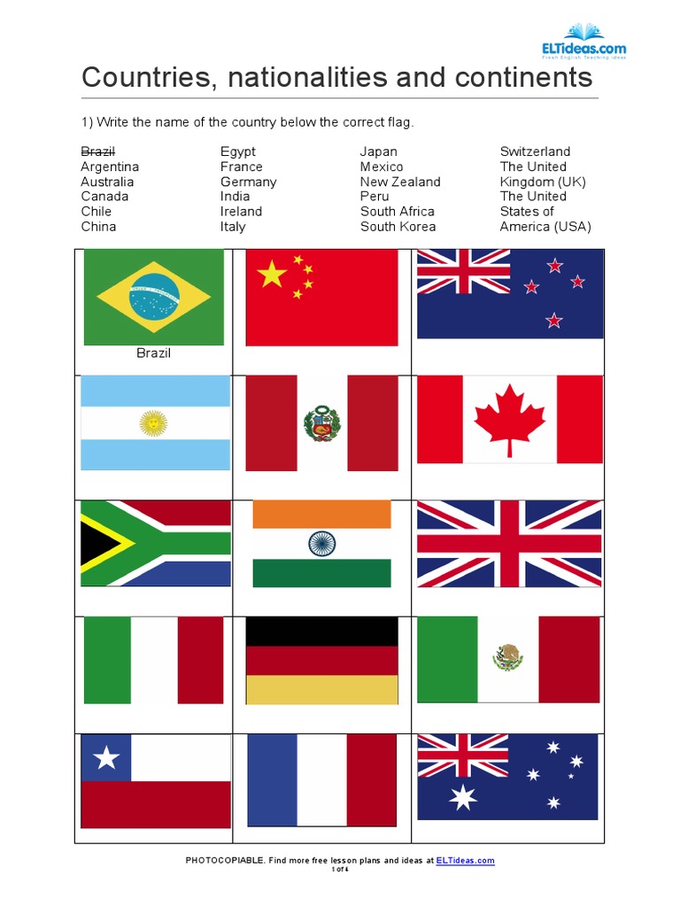 Countries, Nationalities, and Continents Guide | PDF