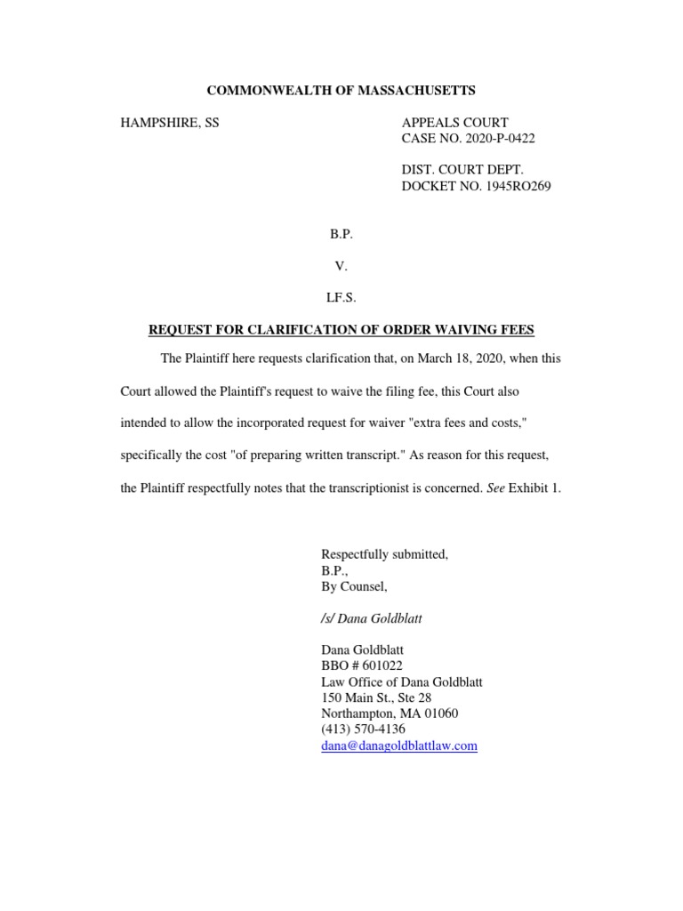 Peller Clarification of Order Fee Waiver W Aff | PDF | Public Law ...