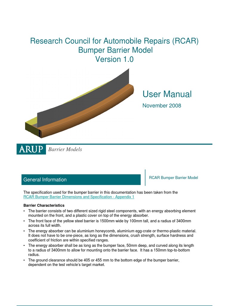 RCAR Bumper Barrier Model For RCAR Structural Test | PDF | Cartesian ...