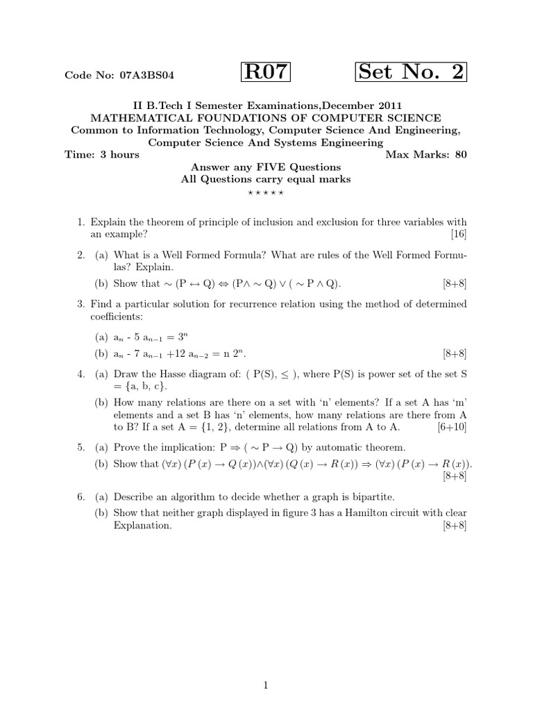 R07 Set No. 2: N N 1 N N | PDF | Recurrence Relation | Algorithms