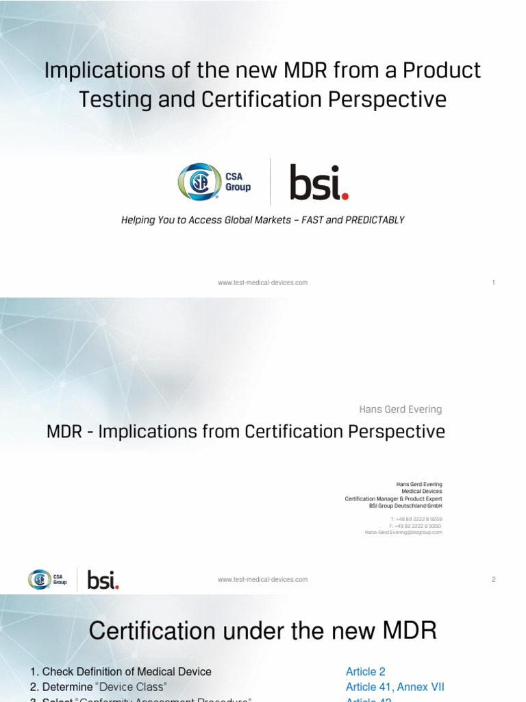 MDR Certification Guide | PDF | Medical Device | International ...