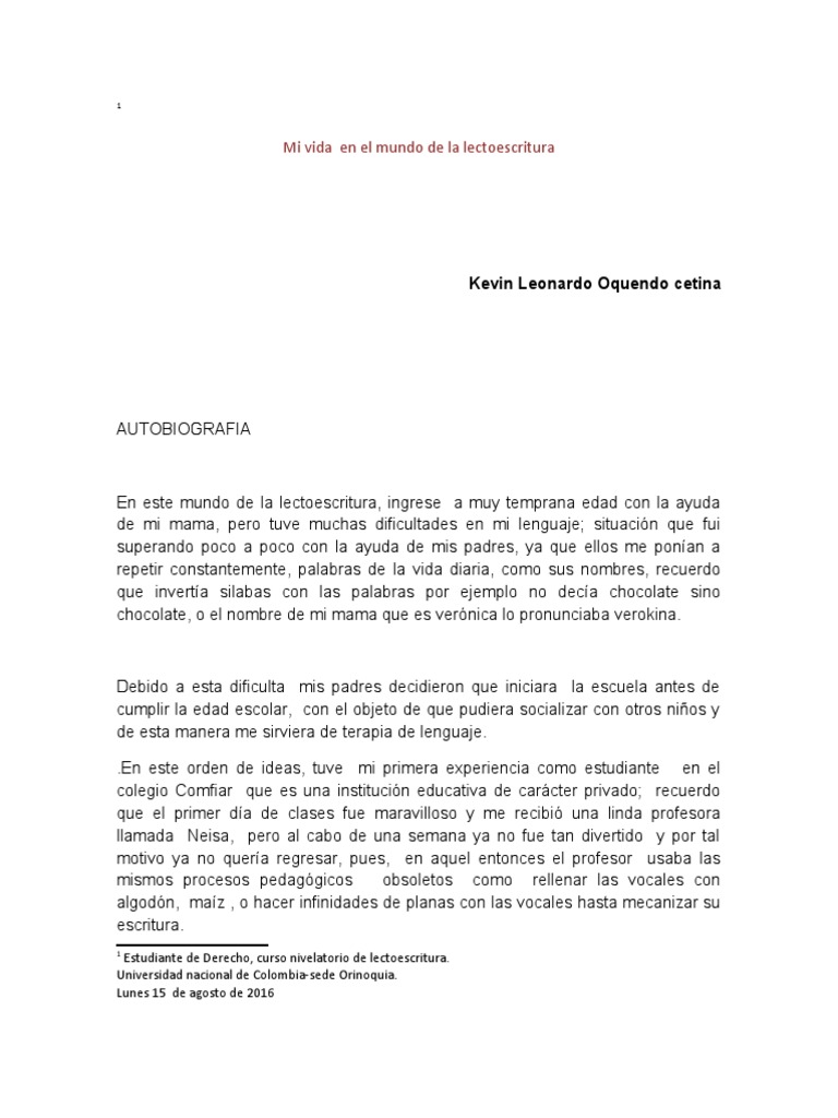 1.biografia de Lectura y Escritura. | PDF | Maestros | Aprendizaje