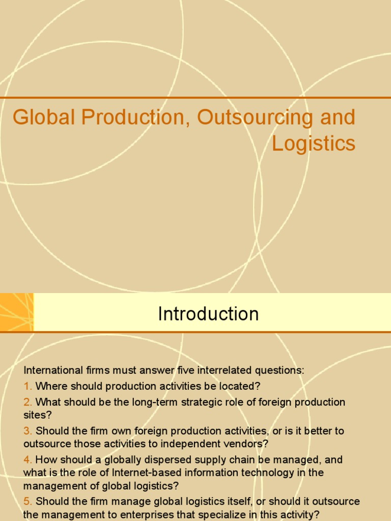 Global Production and Outsourcing Strategies | PDF | Supply Chain ...