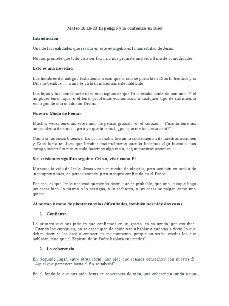 Mateo 10,16-22 | PDF | Fe | Jesús