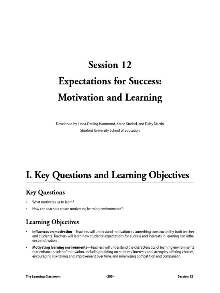 Session 12 Expectations For Success: Motivation and Learning | PDF ...