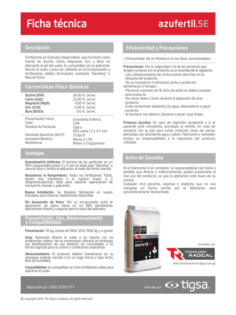 FT Azufertil5E | PDF | Fertilizante | Sustancias químicas