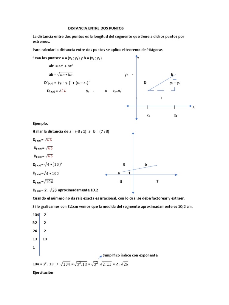 Distancia entre dos puntos en matemáticas | PDF | Línea (geometría ...
