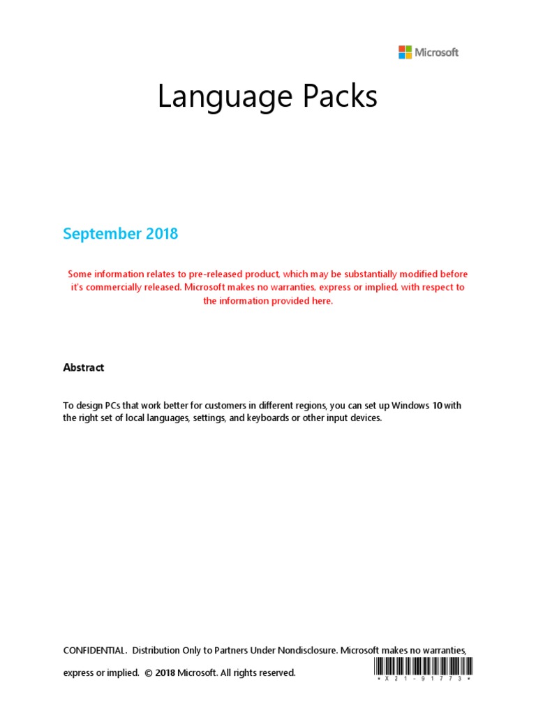 Languague Packs Microsoft Windows | PDF | Windows 10 | Microsoft Windows