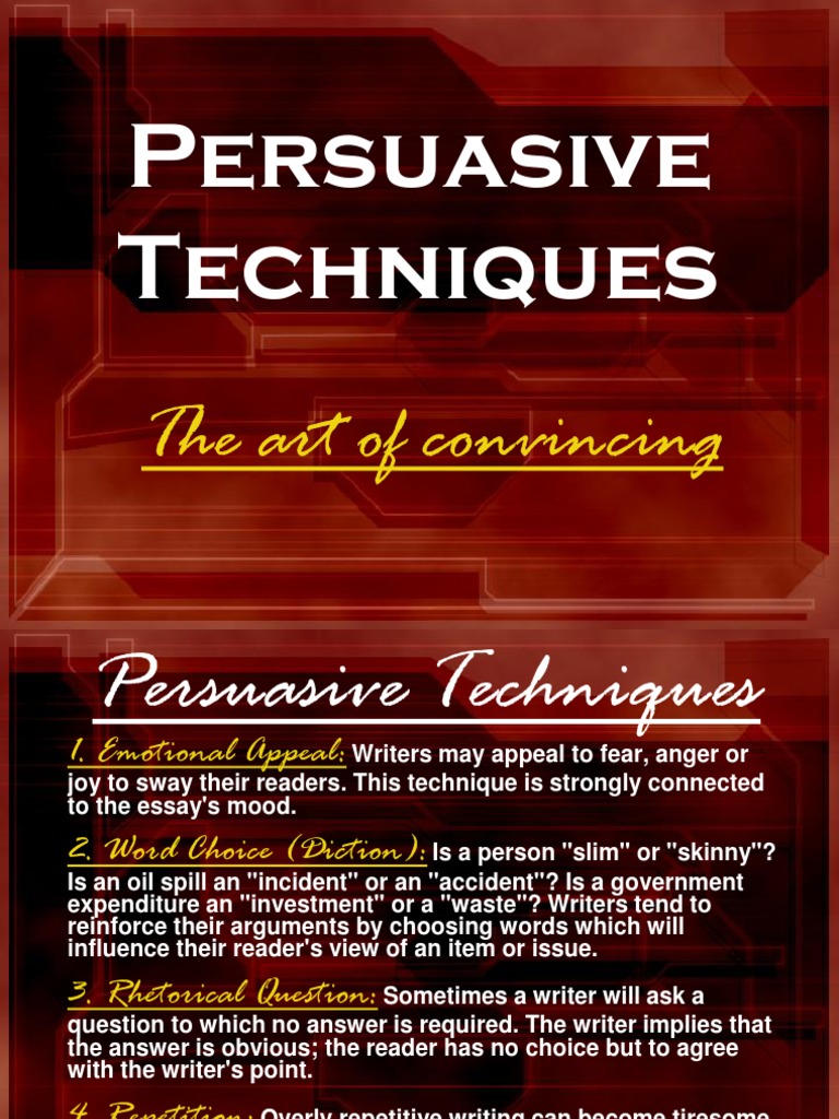 Persuasive Techniques: The Art of Convincing | PDF