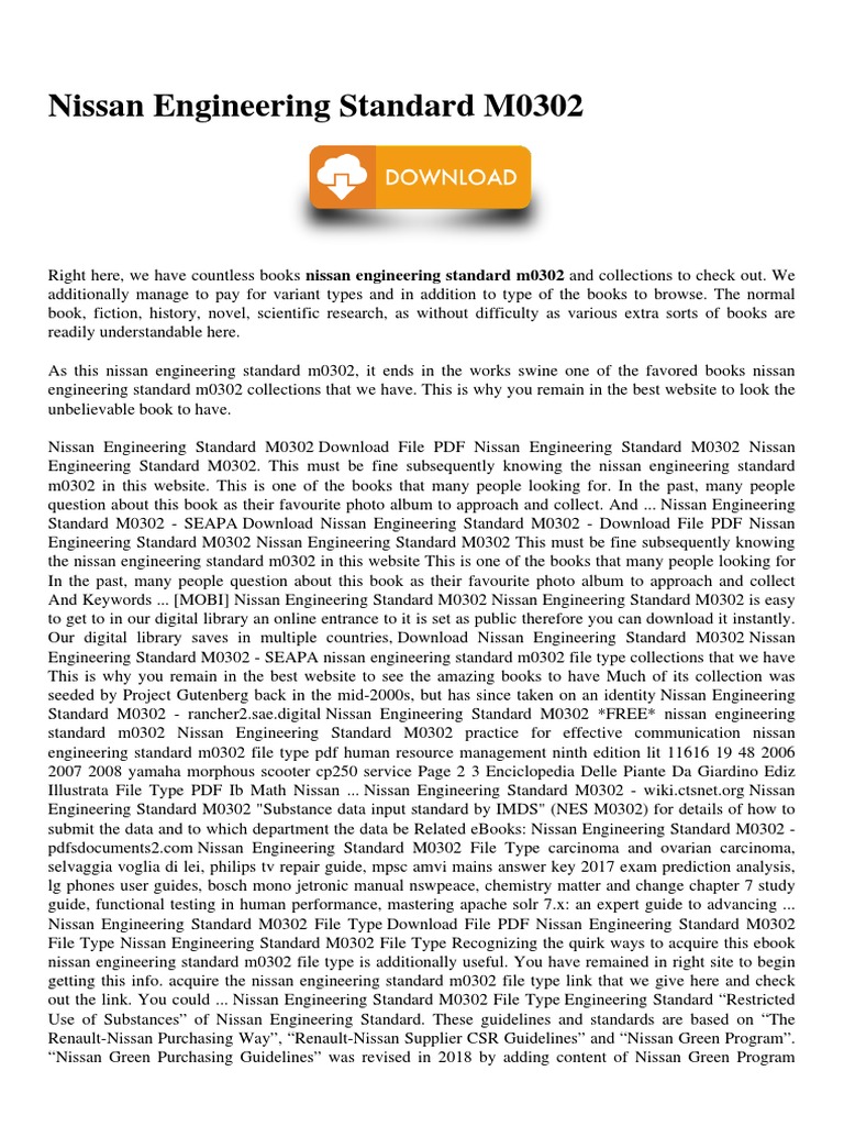 Nissan Engineering Standard M0302 | PDF | Engineering | Iso 9000