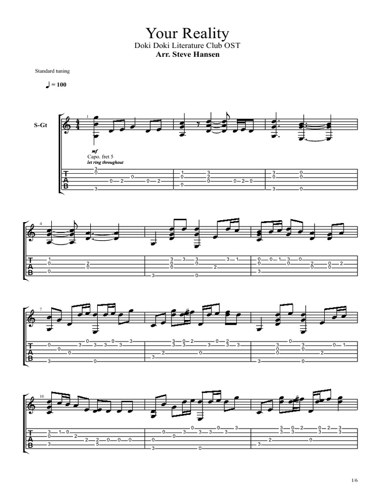 Your Reality DDLC PDF | PDF | String Instruments | Guitar Family ...