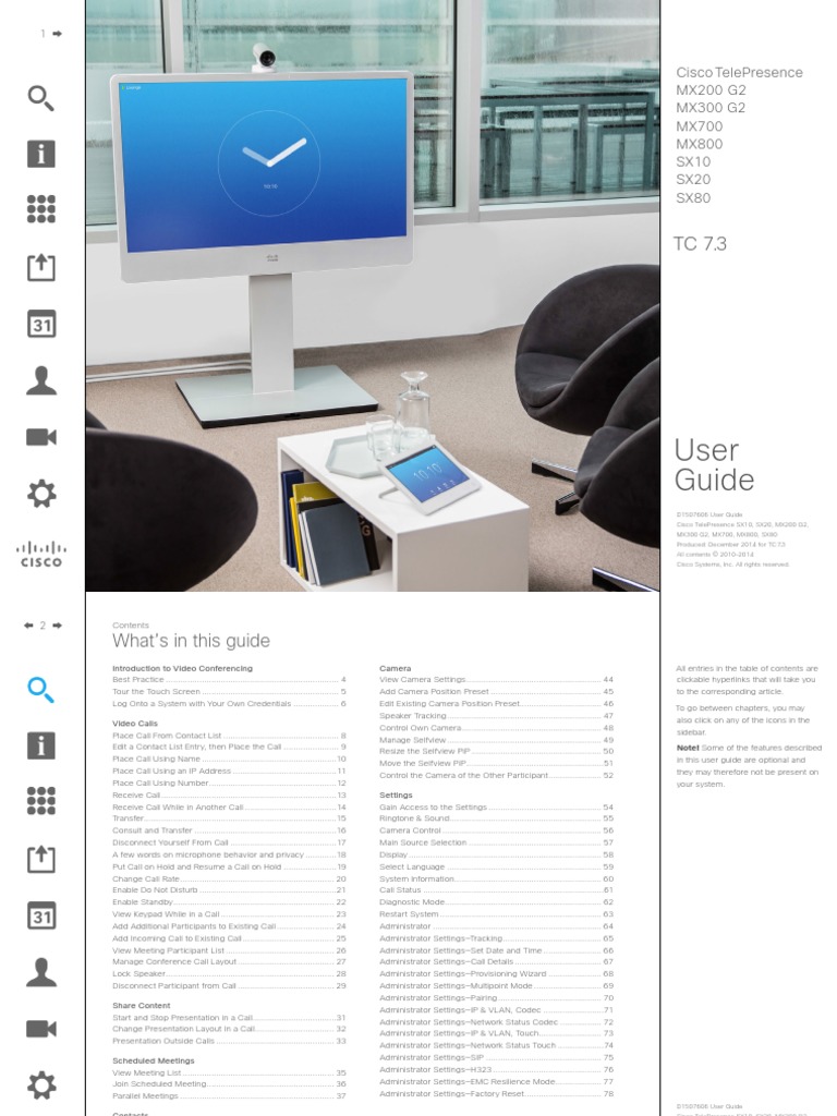 Cisco TelePresence MX200 G2, MX300 G2, MX700 and MX800 (TC7.3) User ...