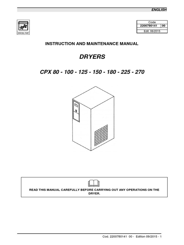 Instruction Manual for CPX Series Industrial Air Dryers | PDF | Clothes ...
