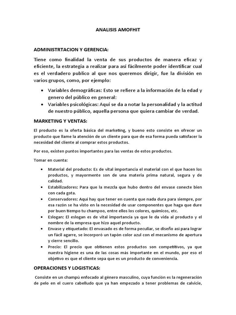 Analisis Amofhit | PDF | Producto (Negocio) | Marketing