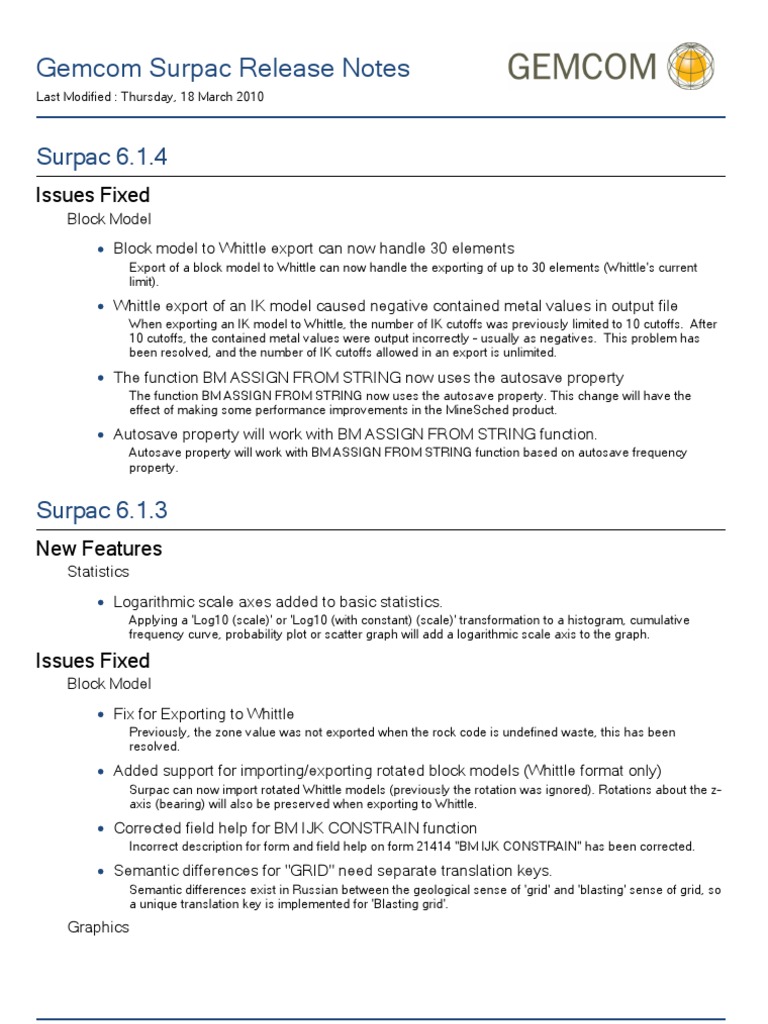 Surpac Release Notes | PDF | String (Computer Science) | Icon (Computing)