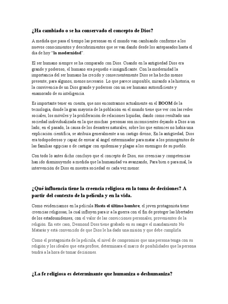 Respuestas de Las Preguntas de La Pelicula | PDF | Dios | Homo Sapiens
