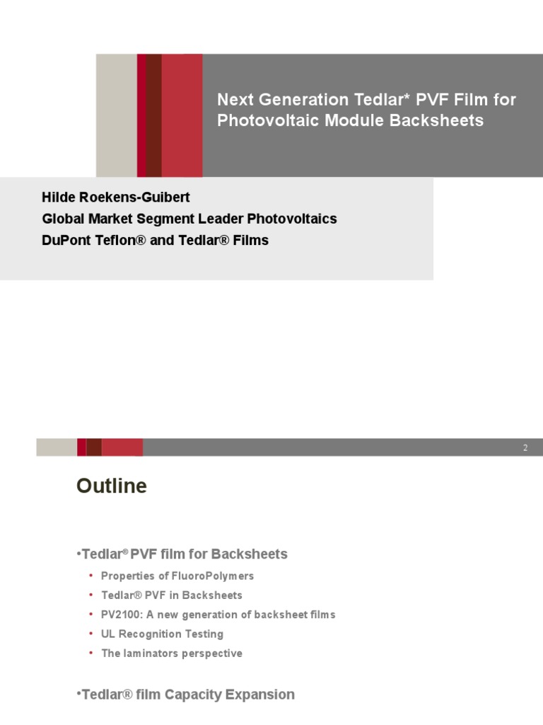 Next Generation Tedlar PVF Film For Photovoltaic Module Backsheets ...