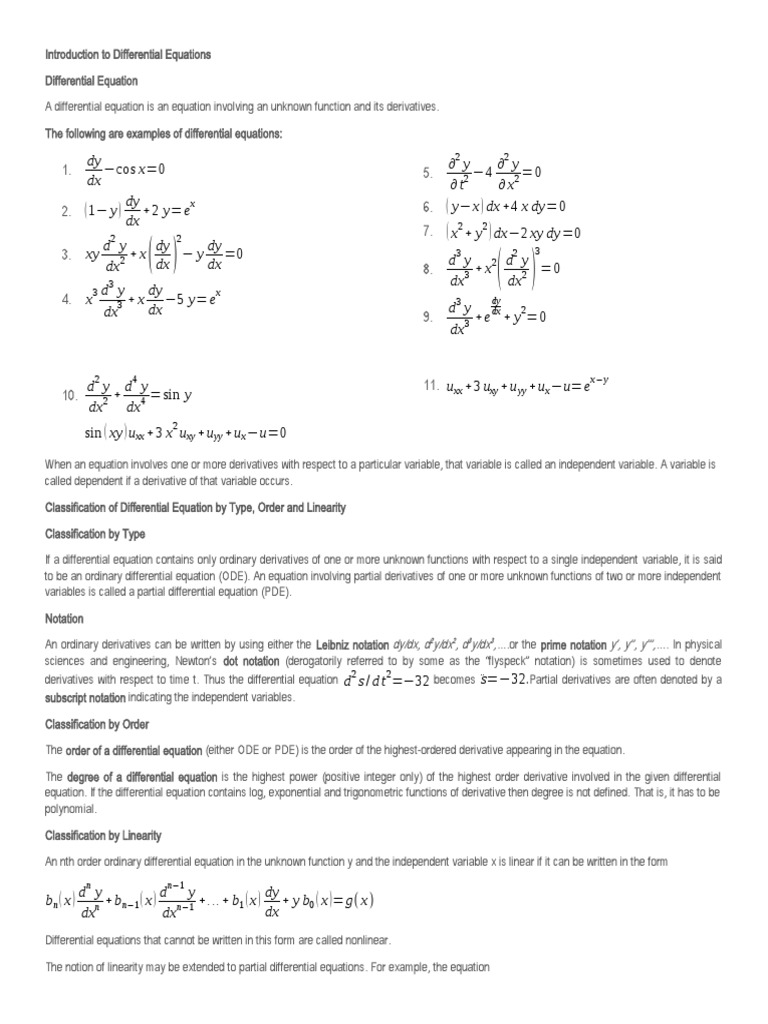 Introduction To Differential Equations | PDF | Derivative ...