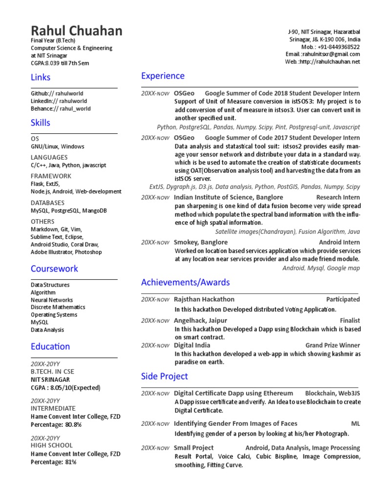 Rahul Chuahan: Links Experience | PDF | Python (Programming Language) | Postgre Sql