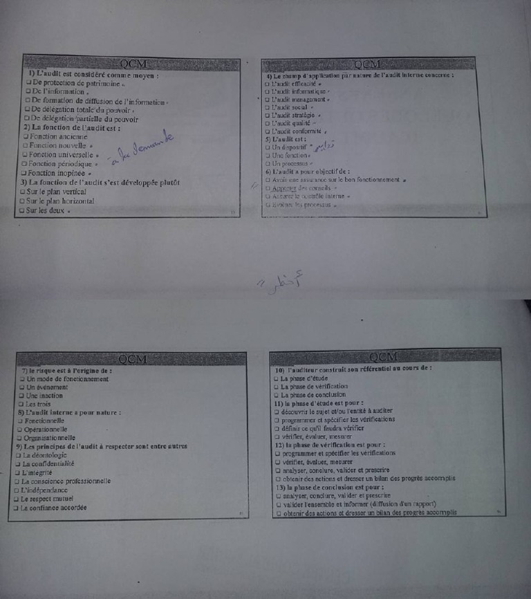 QCM Audit s6 PDF | PDF