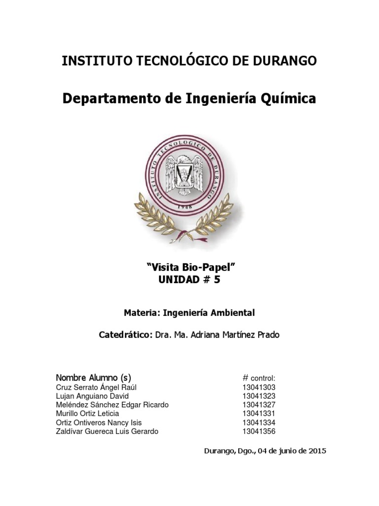 Visita a Bio-Pappel Kraft en Durango | PDF | Papel | Agua