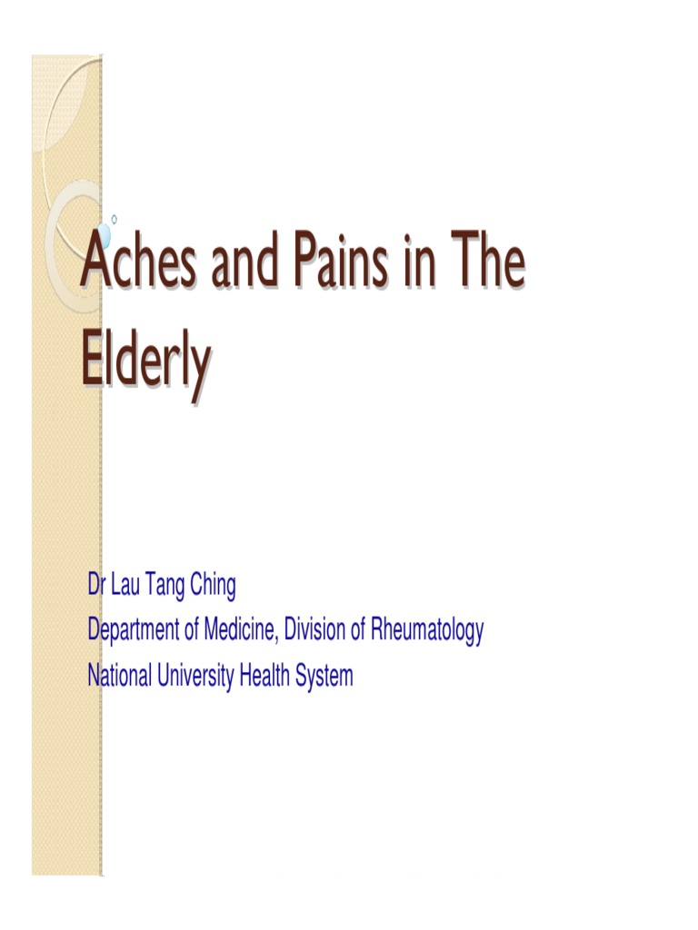 Aches and Pains in the Elderly: Diagnosis Guide | PDF | Arthritis ...