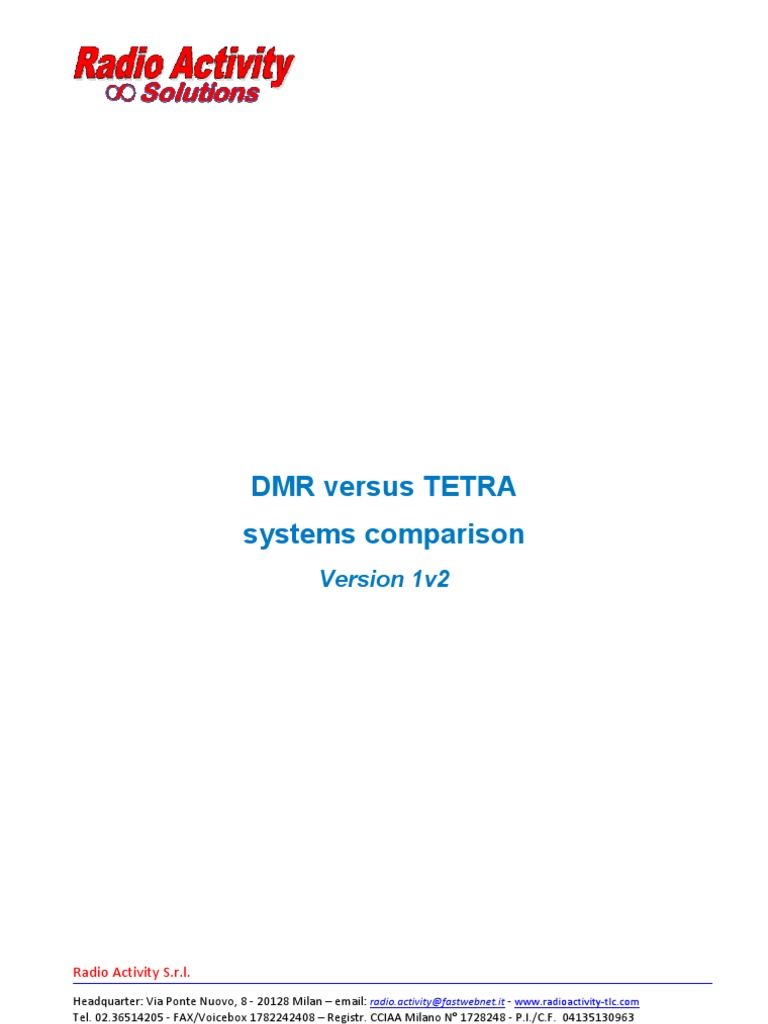 DMR Vs TETRA Comparison | PDF | Modulation | Radio