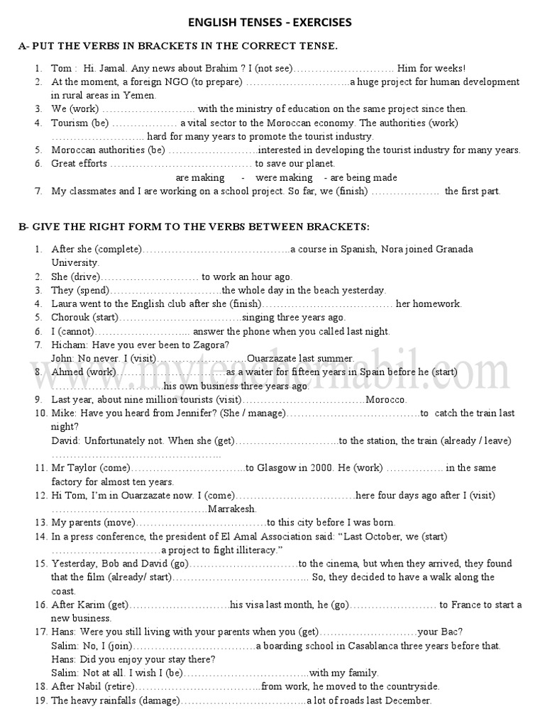 English Tenses Exercises | PDF