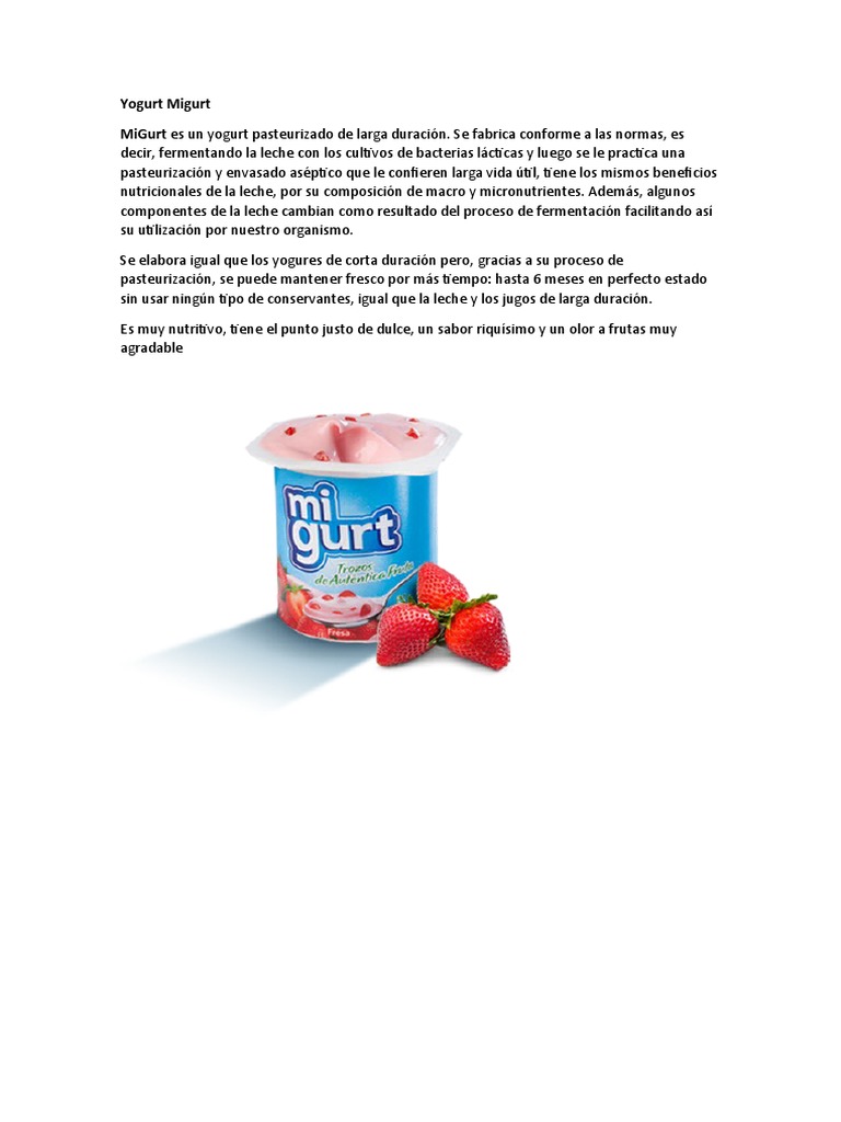 Yogurt Migurt: Nutrición y Sabor Duradero | PDF