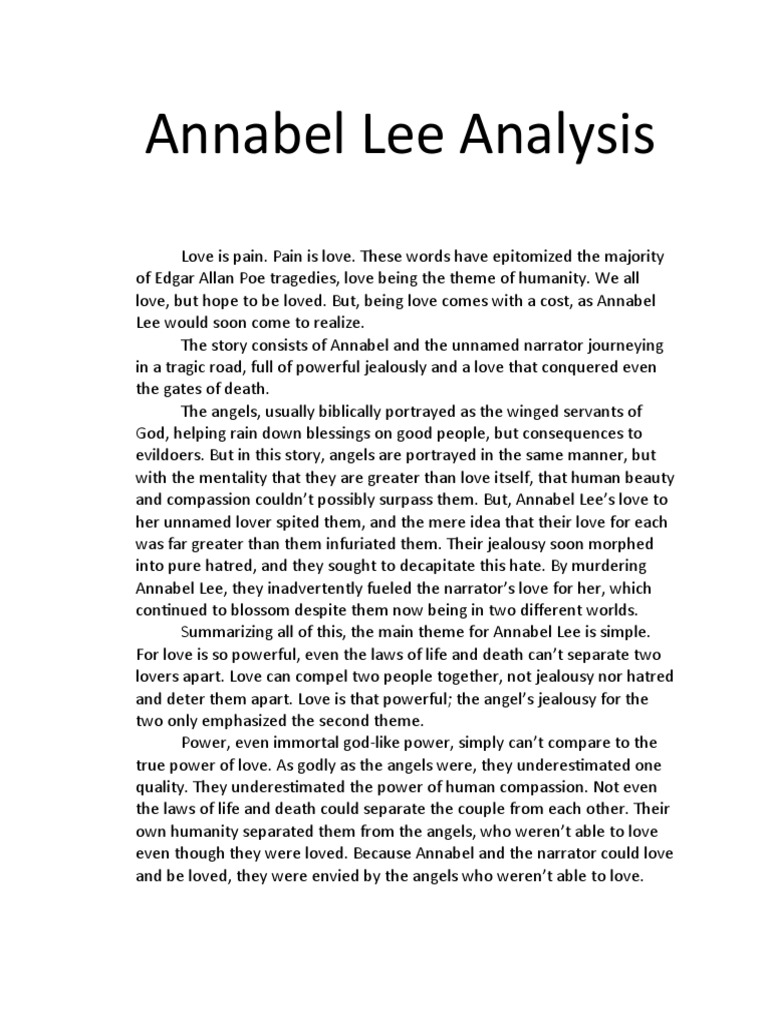 Annabel Lee Analysis | PDF | Love