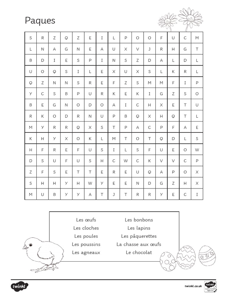 t3 FR 241 French Easter Word Search | PDF | Pâques | Calendrier chrétien