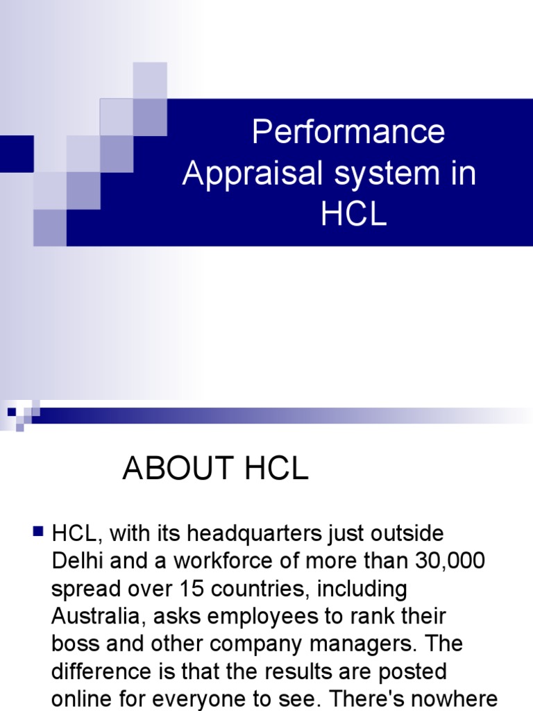 HCL ppt | Performance Appraisal | Emergence