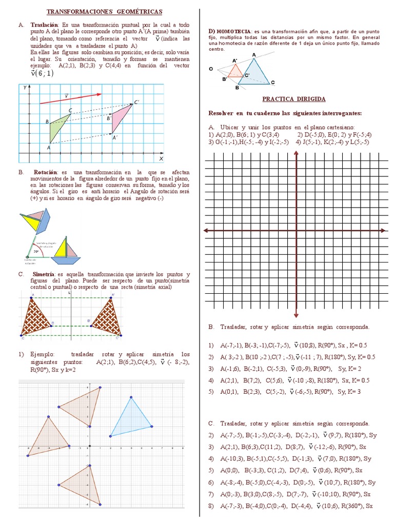 Transformaciones Geométricas 1 | PDF | Geometria plana) | Geometría euclidiana