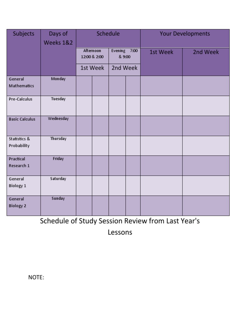 Your Study Schedule | PDF