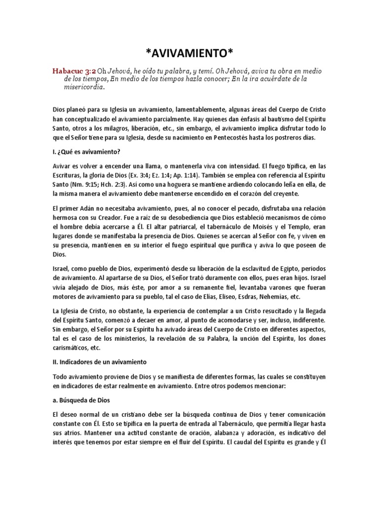 AVIVAMIENTO | PDF | Salvación | Dios
